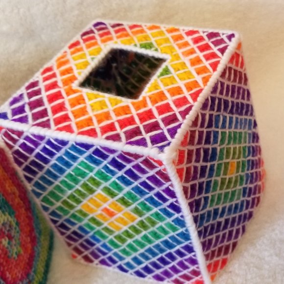 Handmade by Schari | Bath | Handcrafted Needlepoint Bright Tissue Box ...